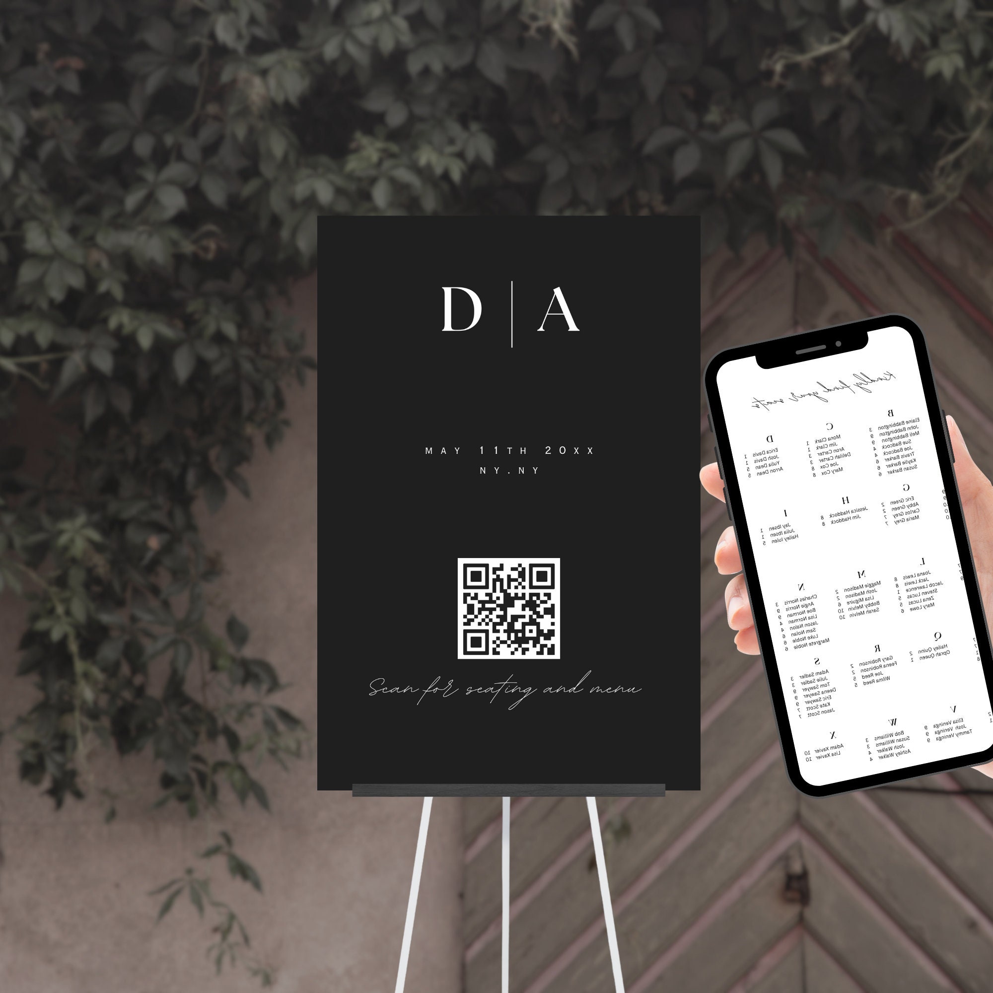 Black QR Code Wedding Seating Chart,wedding Seating Arrangement,wedding ...