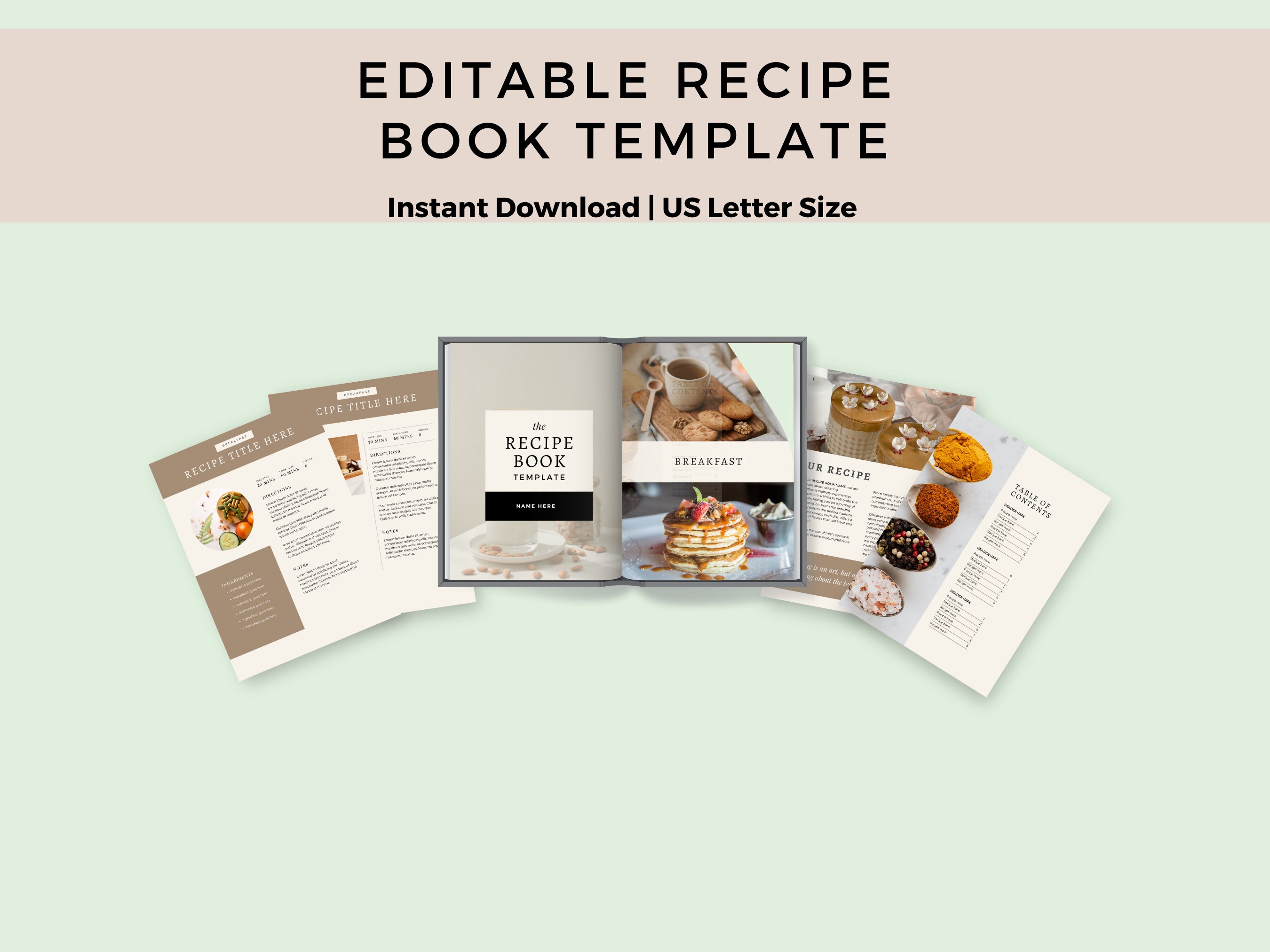 Recipe Book Template Recipe Template Recipe Book Canva Template Blank ...
