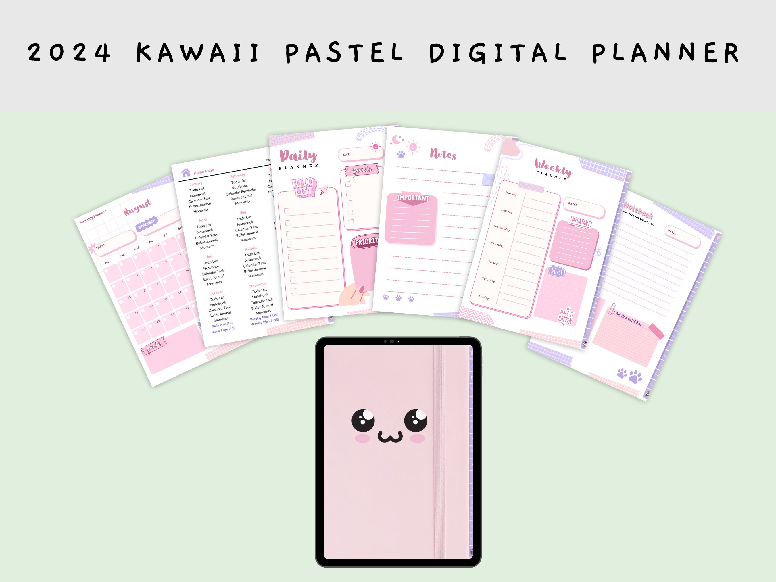 2024 Kawaii Digital Planner Digital Planners Goodnotes Planner iPad ...