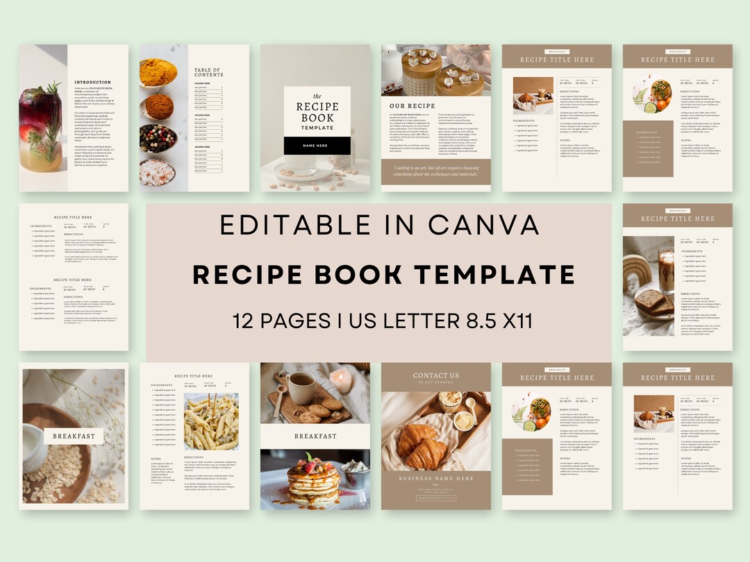 Recipe Book Template Recipe Template Recipe Book Canva Template Blank ...
