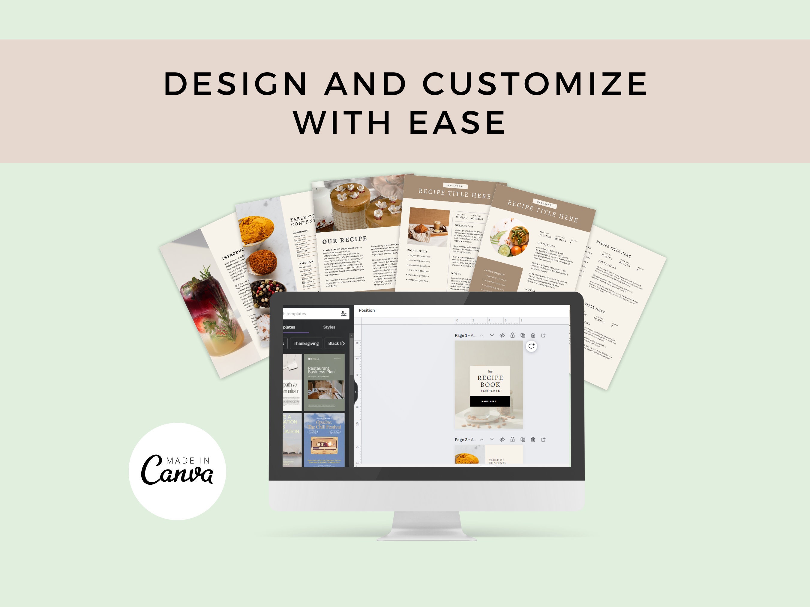 Recipe Book Template Recipe Template Recipe Book Canva Template Blank ...