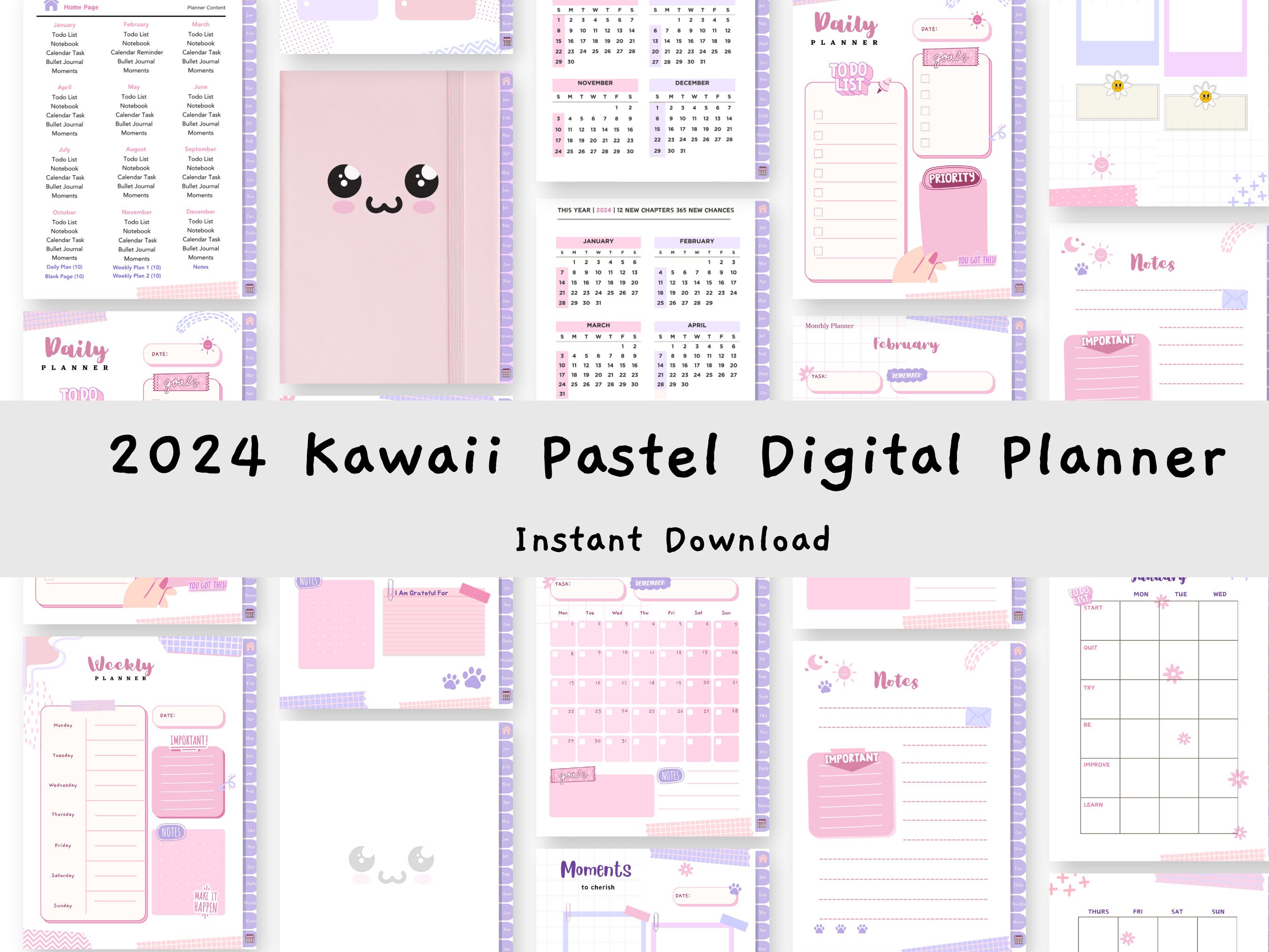 2024 Kawaii Digital Planner Digital Planners Goodnotes Planner iPad ...