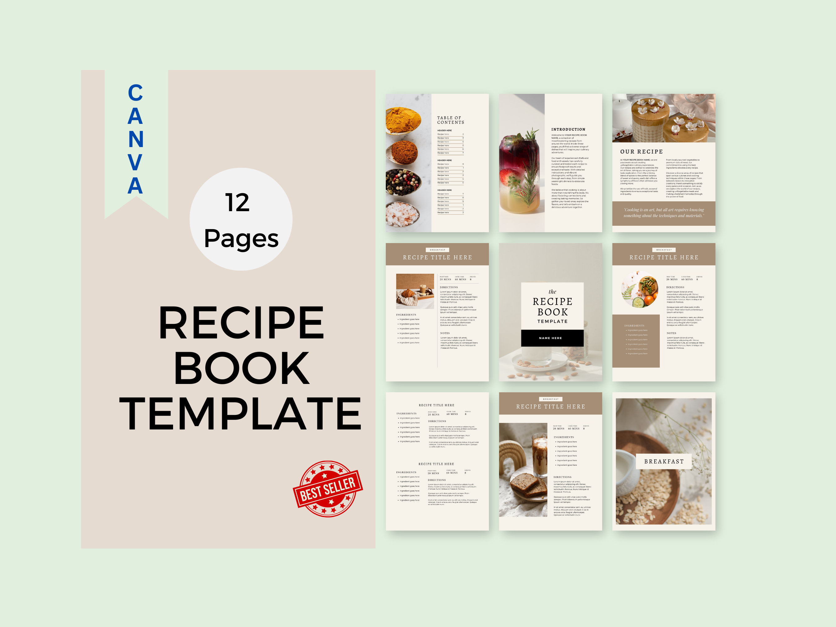Recipe Book Template Recipe Template Recipe Book Canva Template Blank ...