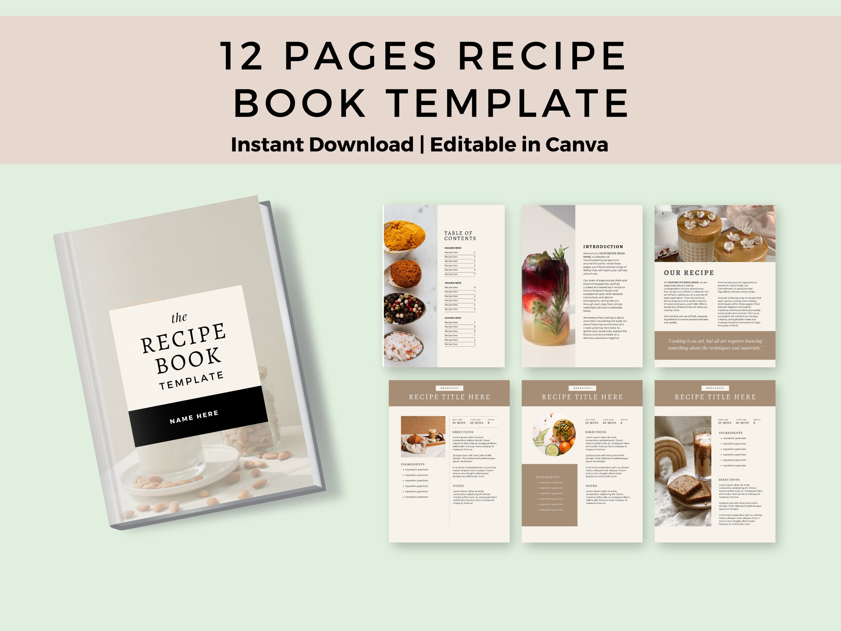 Recipe Book Template Recipe Template Recipe Book Canva Template Blank ...