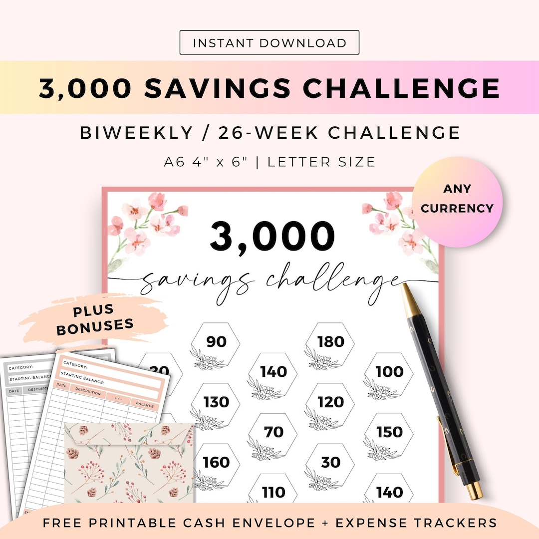 3000 Savings Challenge 3,000 Savings Challenge 3000 Money Challenge 3k ...