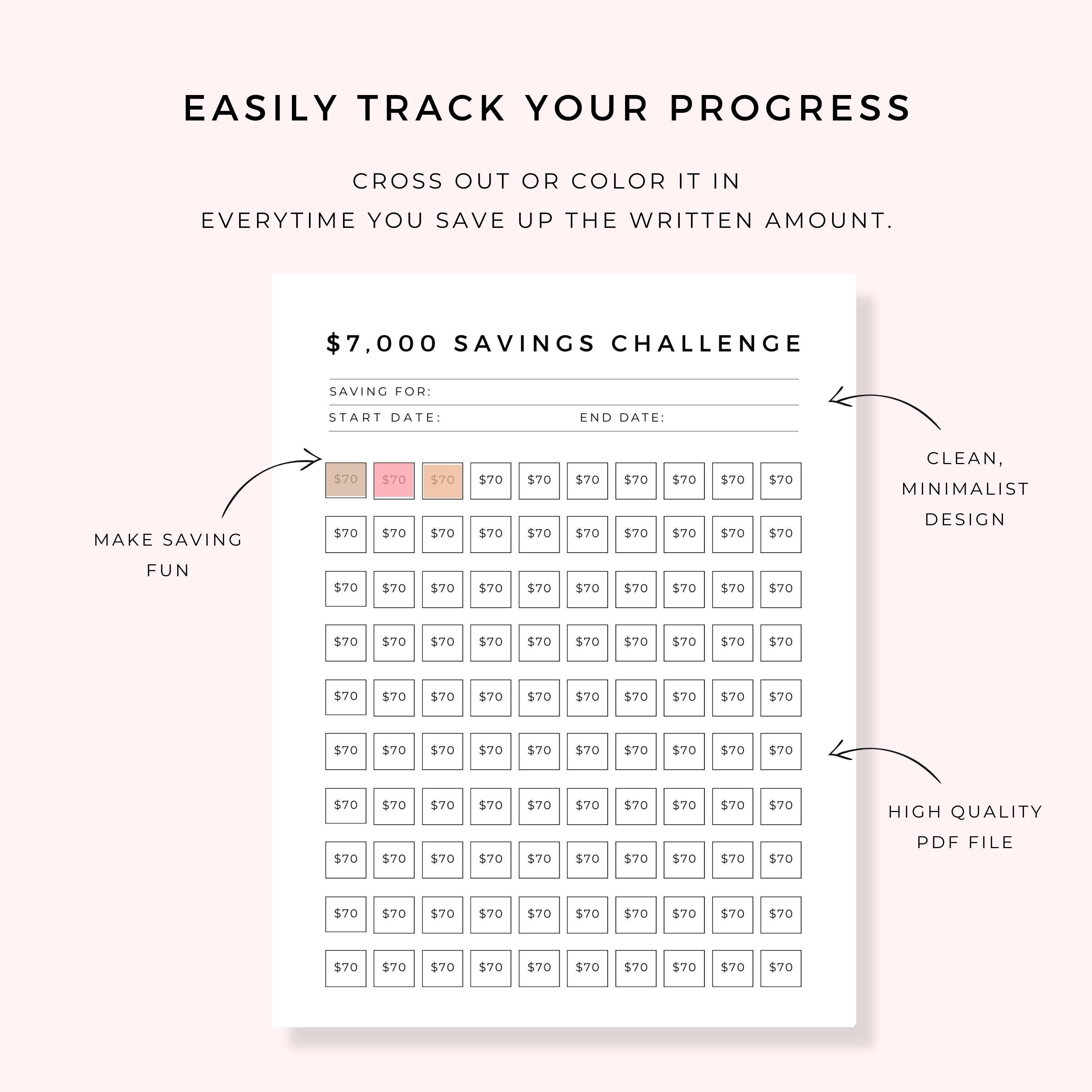 7000 Savings Challenge 7000 Challenge 7000 Emergency Fund 7000 Savings ...