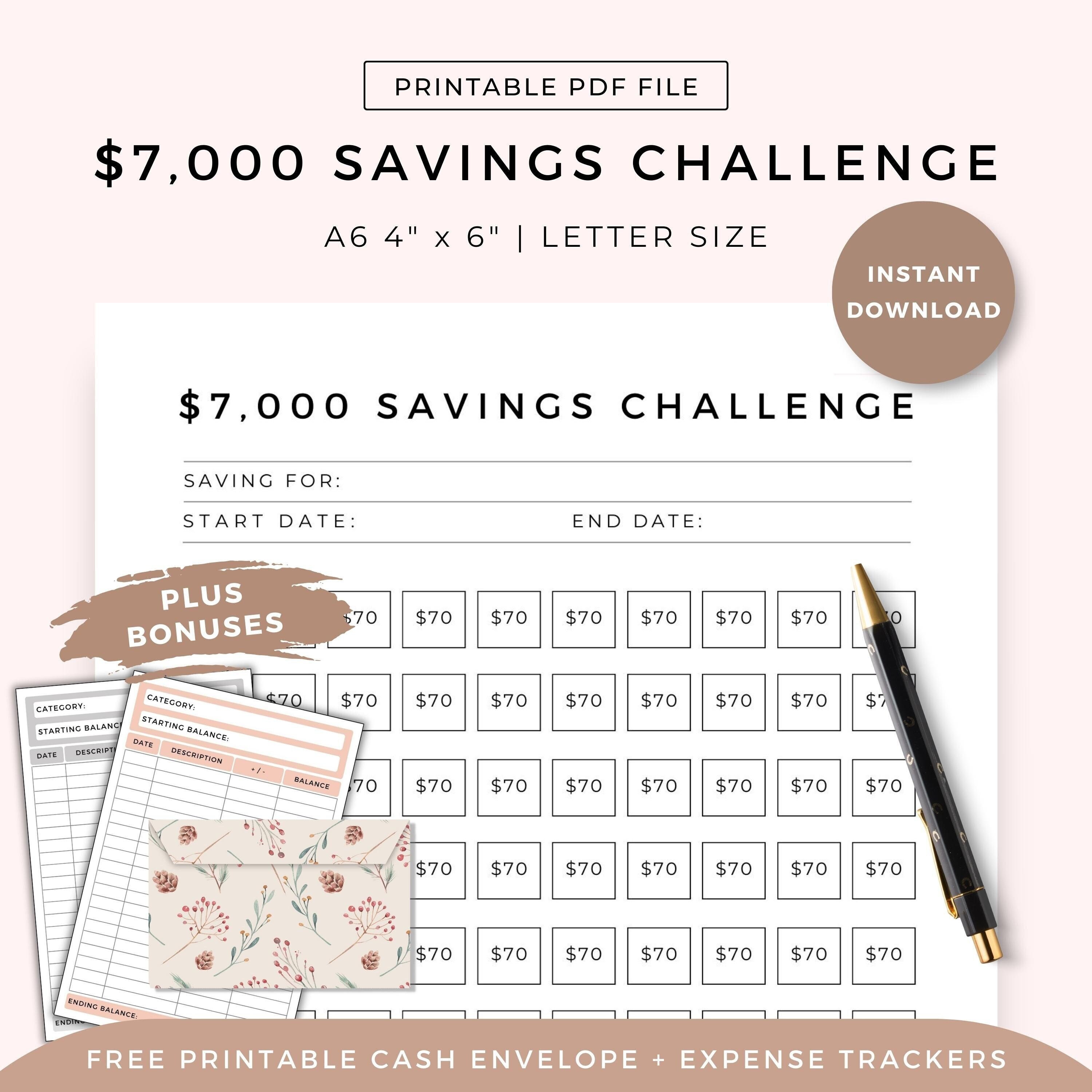 7000 Savings Challenge 7000 Challenge 7000 Emergency Fund 7000 Savings ...