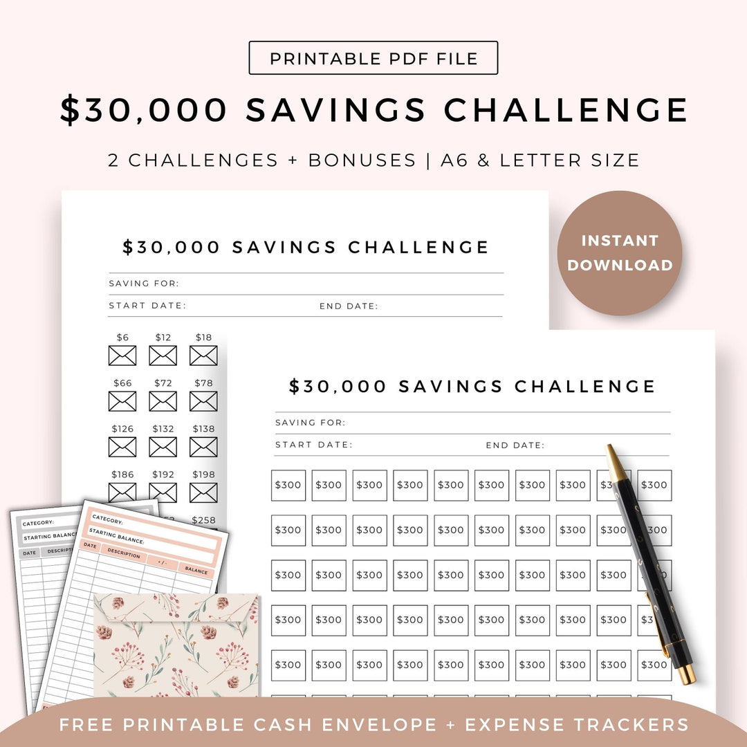 30k Challenge 30k Savings Challenge 100 Envelope Challenge - Etsy