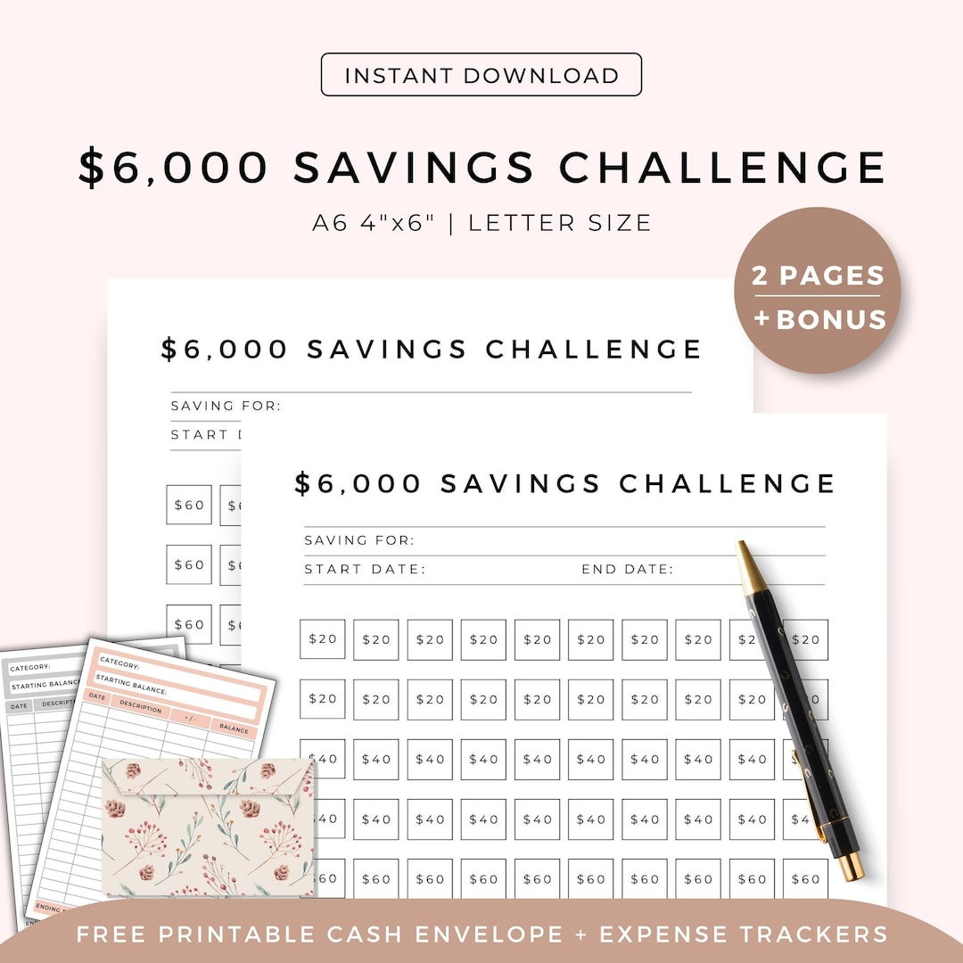 6k Savings Challenge 6k Savings 6000 Savings Challenge 6k Challenge ...