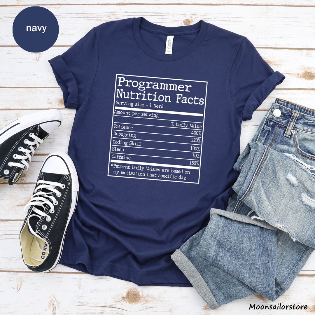 Nutrition Facts Computer Programming Unisex T-shirt, Coding Shirt ...