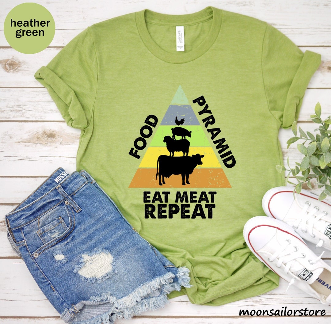 Eat Meat Repeat Unisex T-shirt, Funny Food Pyramid Tee, Meat Lover ...