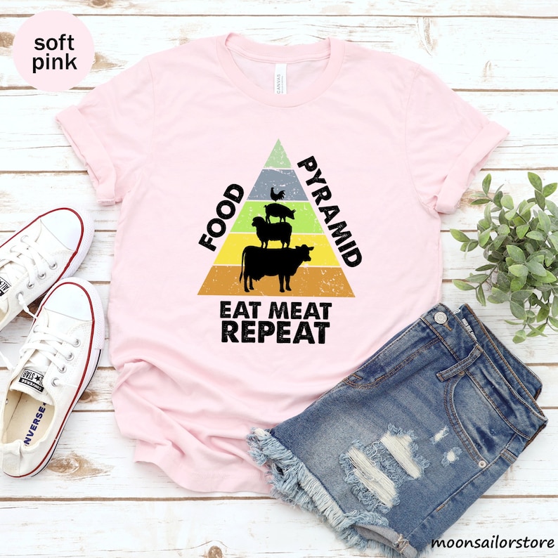 Eat Meat Repeat Unisex T-shirt, Funny Food Pyramid Tee, Meat Lover ...