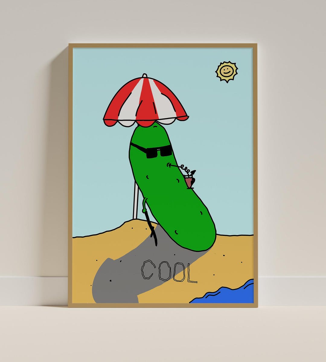 Cool as a Cucumber Poster L Wall Prints L Hand Drawn Prints L Funky ...