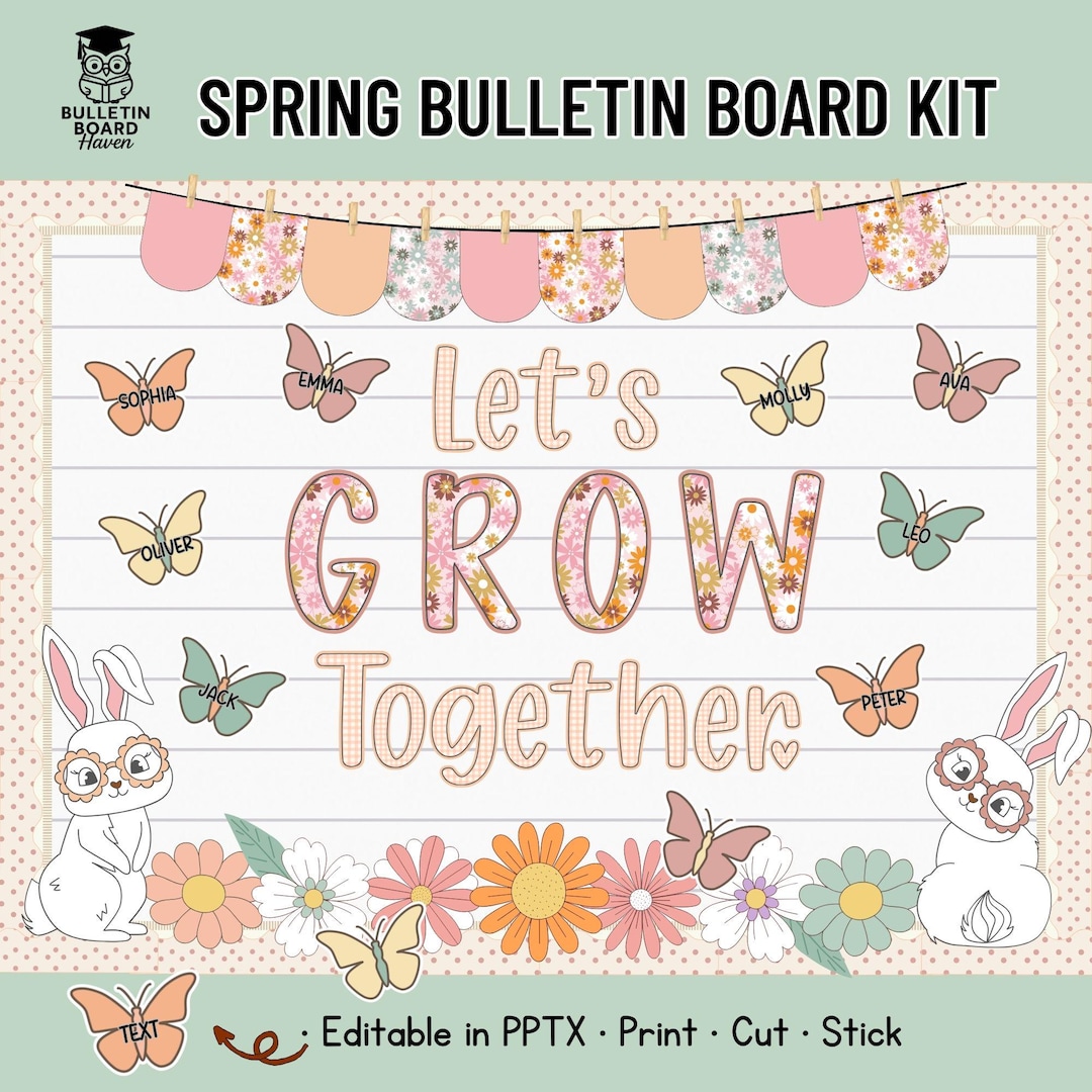 Let's Grow Together Bulletin Board Kit for Spring Classroom Decor With ...