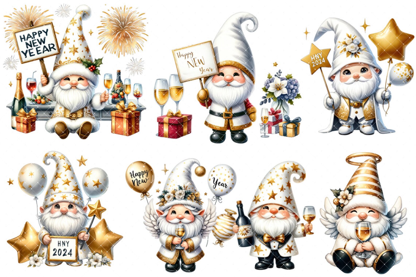 Happy New Year Gnomes Clipart, Happy New Year, Gnome Png Graphics ...