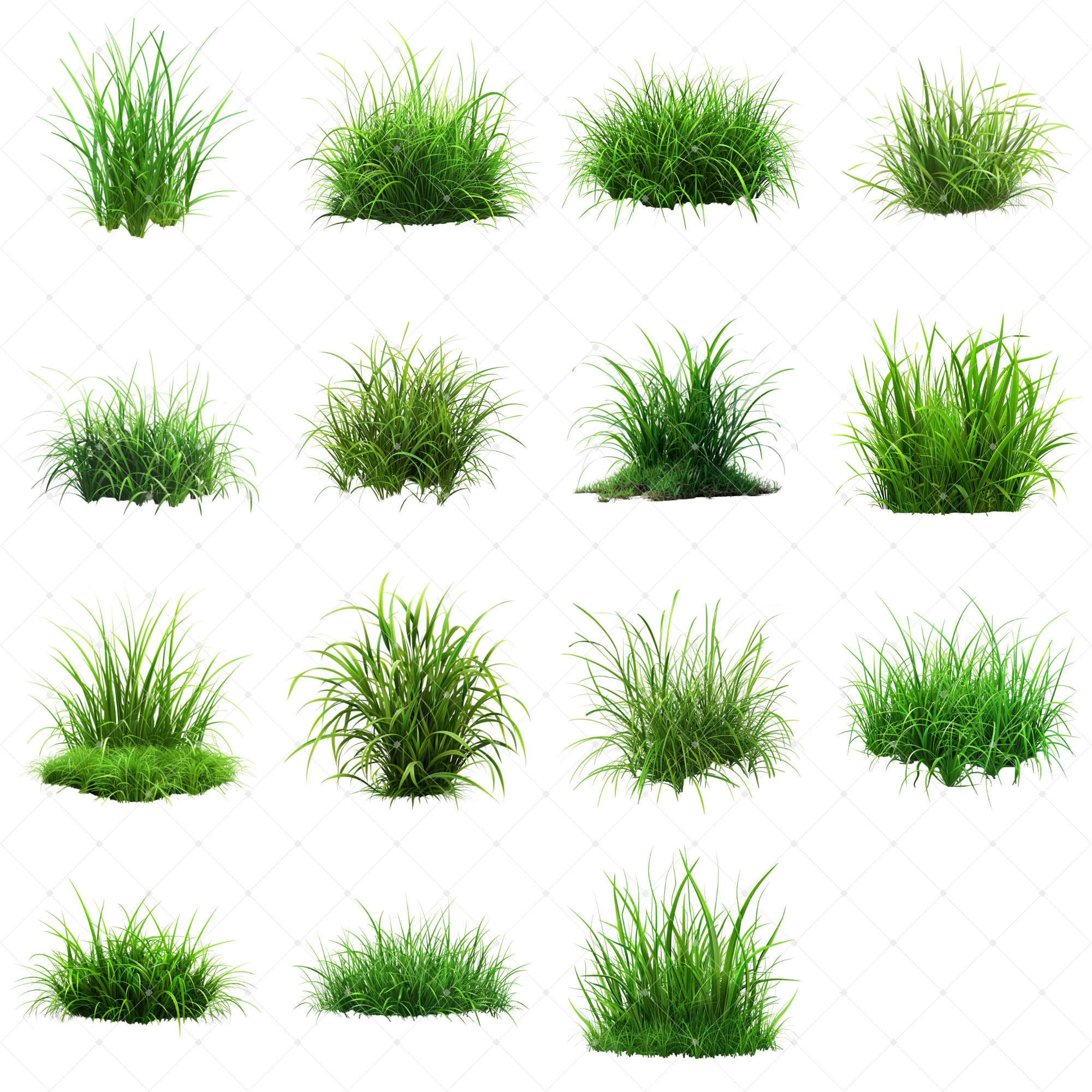 Lush Green Grass Overlays With Transparent Background Realistic Grass ...