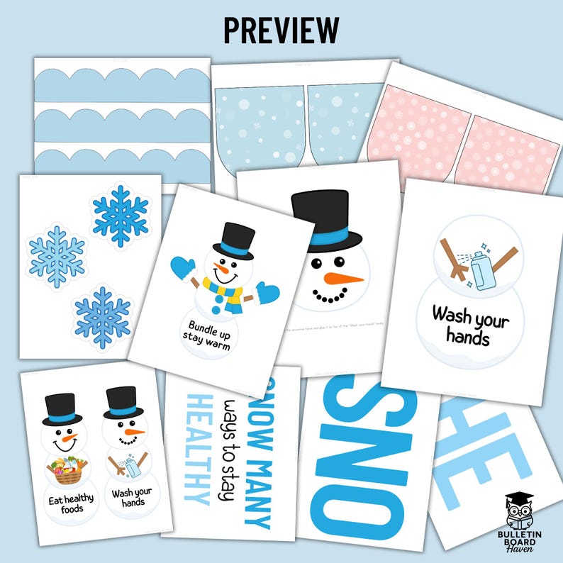 Snow Many Ways to Stay Healthy Winter Bulletin Board Kit for School ...