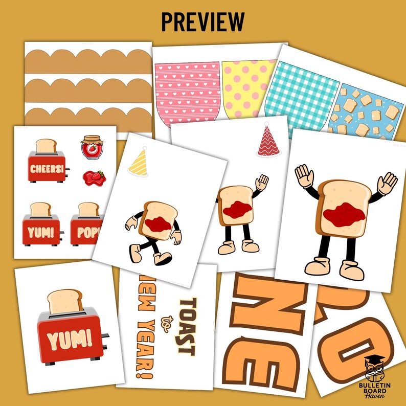 New Year Classroom Bulletin Board Kit With Editable Toast Theme Name ...