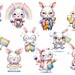 Rainbow Bunny Clipart, Funny Bunny Clipart, Transparent Background ...