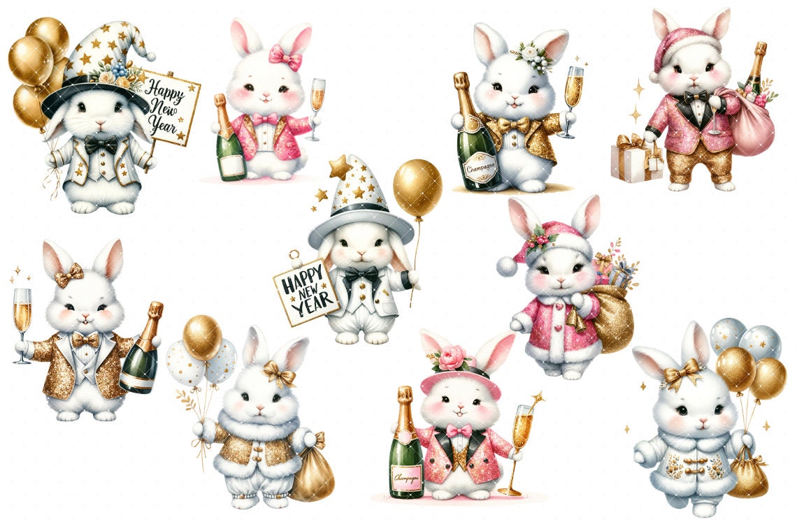Happy New Year Bunny Clipart, Happy New Year, Rabbit Png Graphics ...