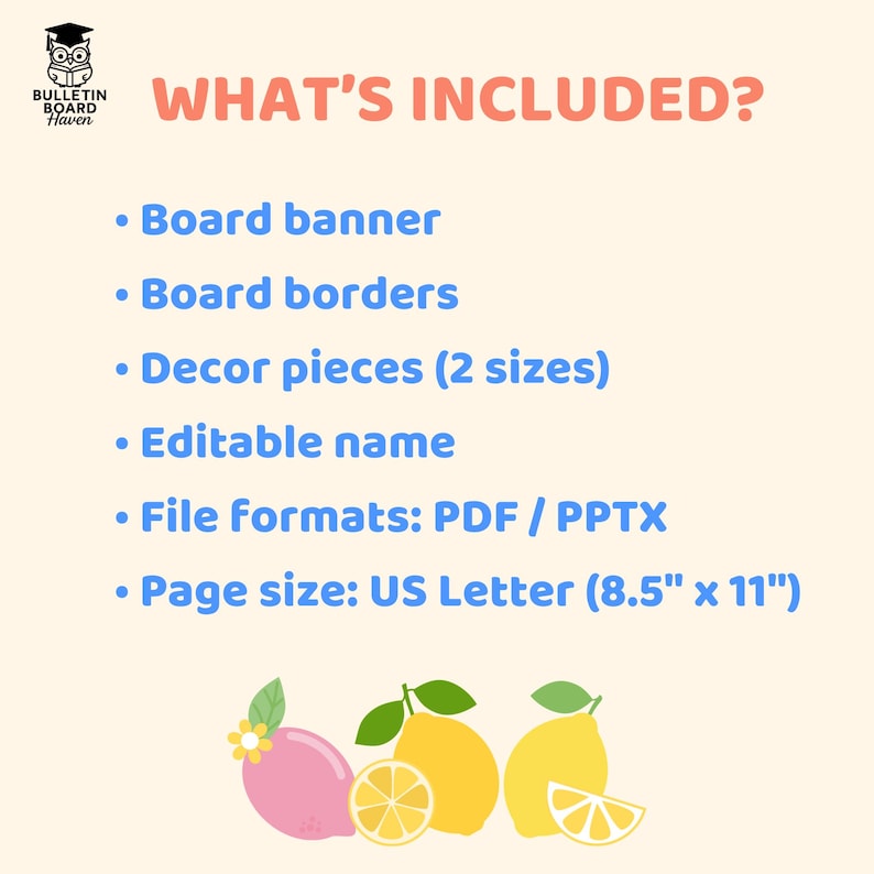 Summer Bulletin Board Kit With Lemon Classroom Decor and Editable Names ...