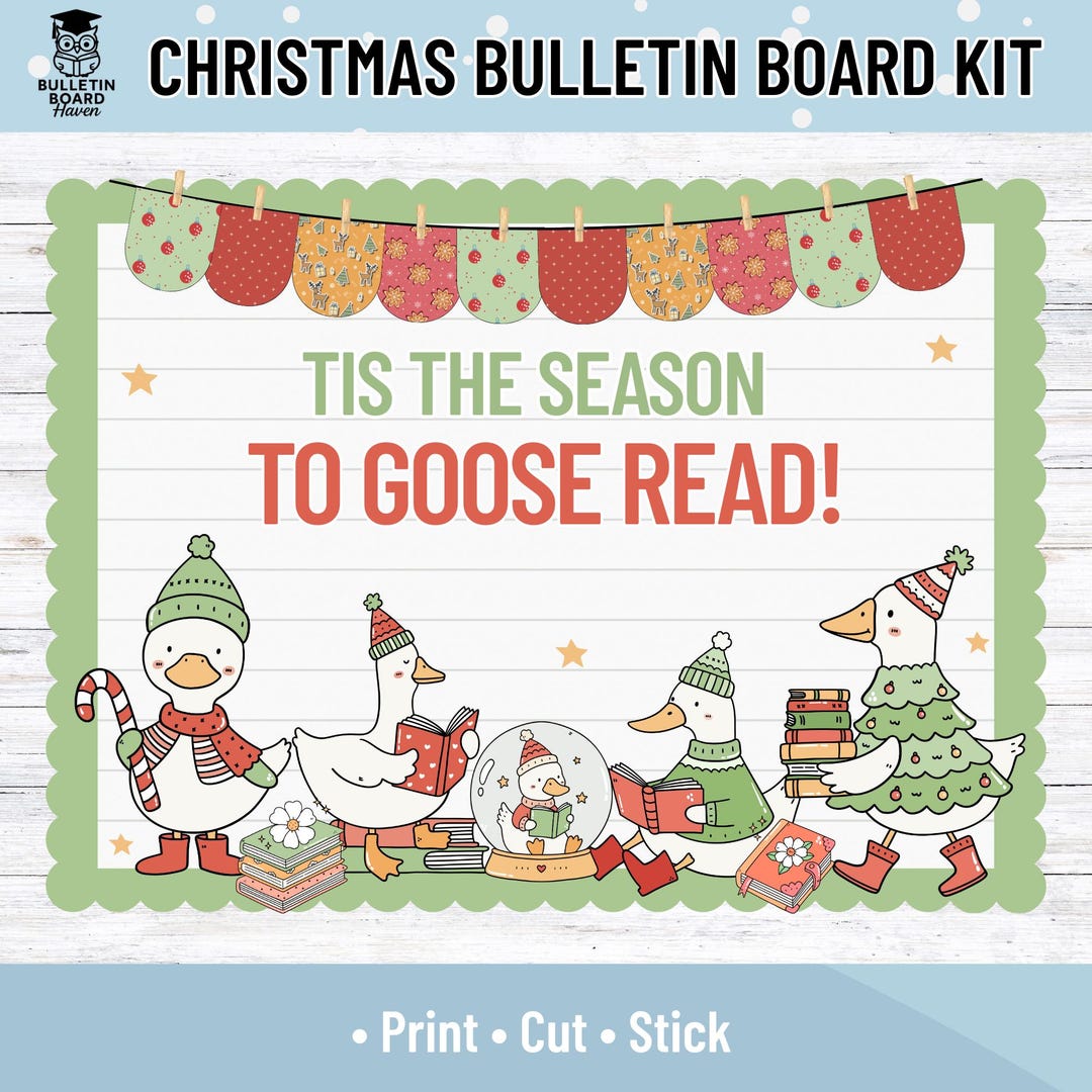 Christmas Reading Bulletin Board Kit With Winter Geese for Library or ...
