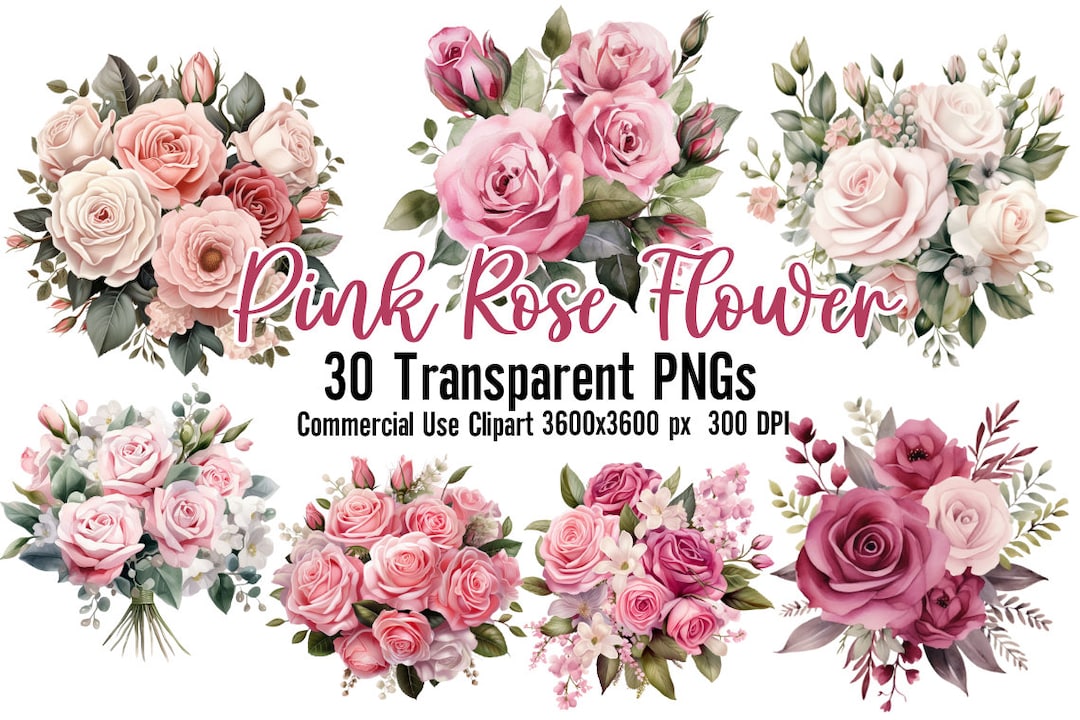 Buy Pink Rose Flowers Clipart Pack, High Quality Png Images,journalling ...