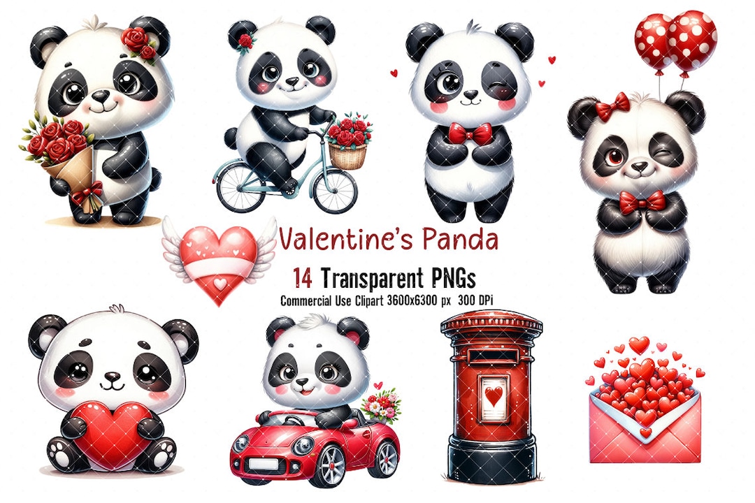 Valentine Panda Clipart, Baby Panda Clipart, Bear Clipart ,valentine ...