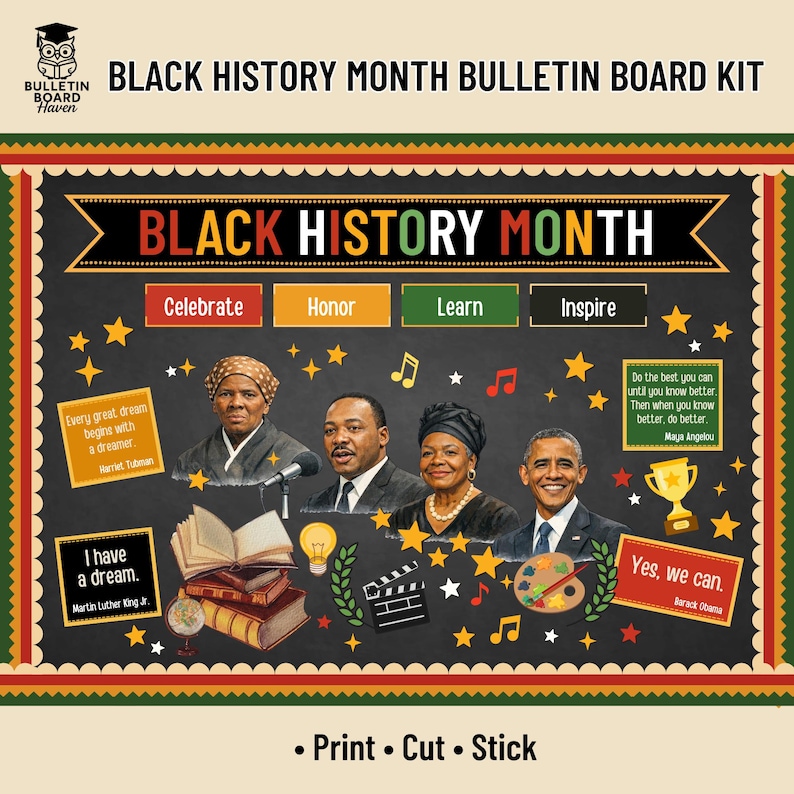 Black History Month Bulletin Board Kit Famous Leaders Quotes Classroom ...