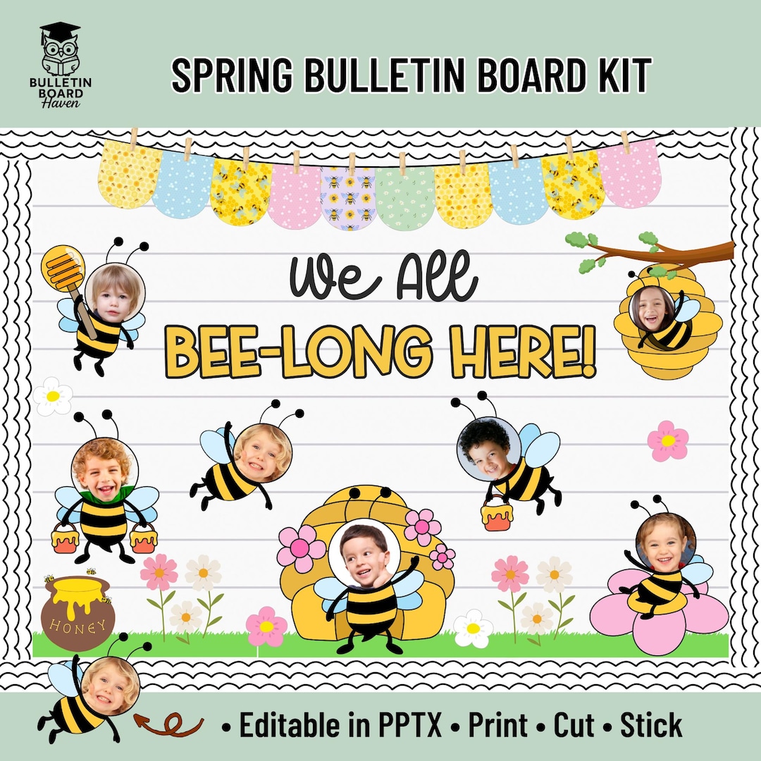 Spring Bee Bulletin Board Kit With Editable Name Tags for Classroom ...