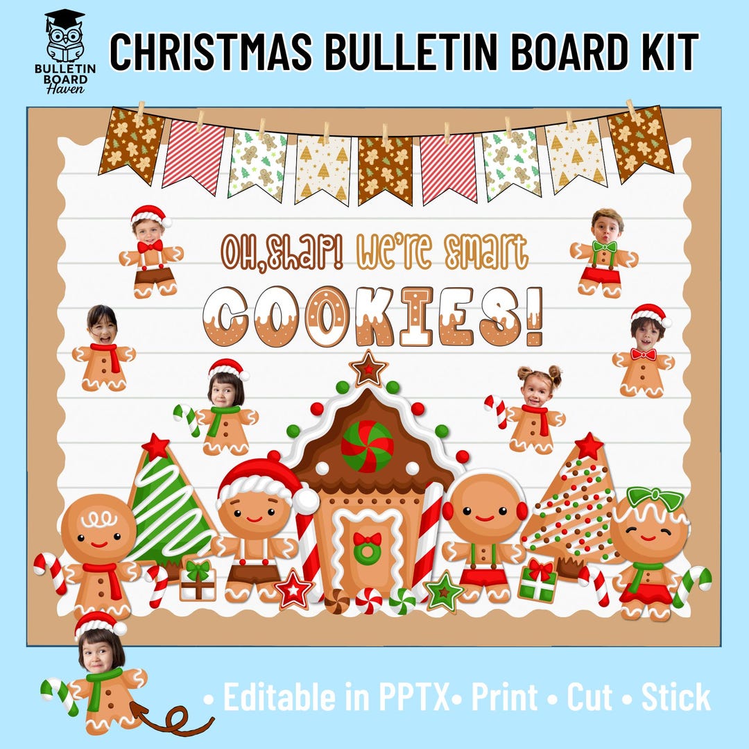 Gingerbread Christmas Bulletin Board Kit & Door Decor, Smart Cookies ...