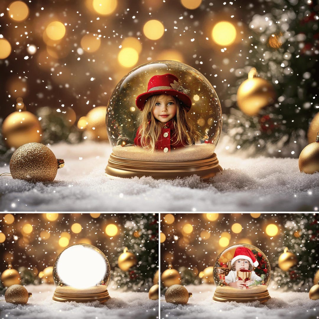Magical Christmas Snow Globe Digital Backdrop for Holiday Photography ...