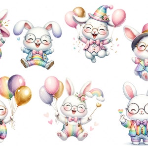 Rainbow Bunny Clipart, Funny Bunny Clipart, Transparent Background ...