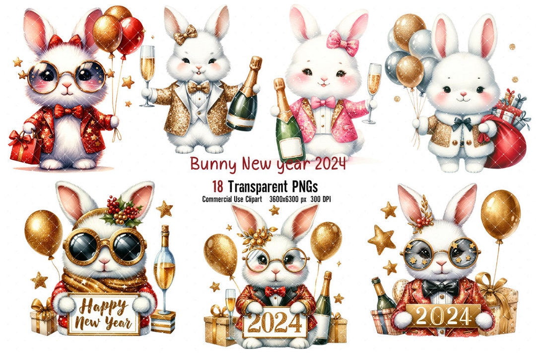 Happy New Year Bunny Clipart, Happy New Year, Rabbit Png Graphics ...