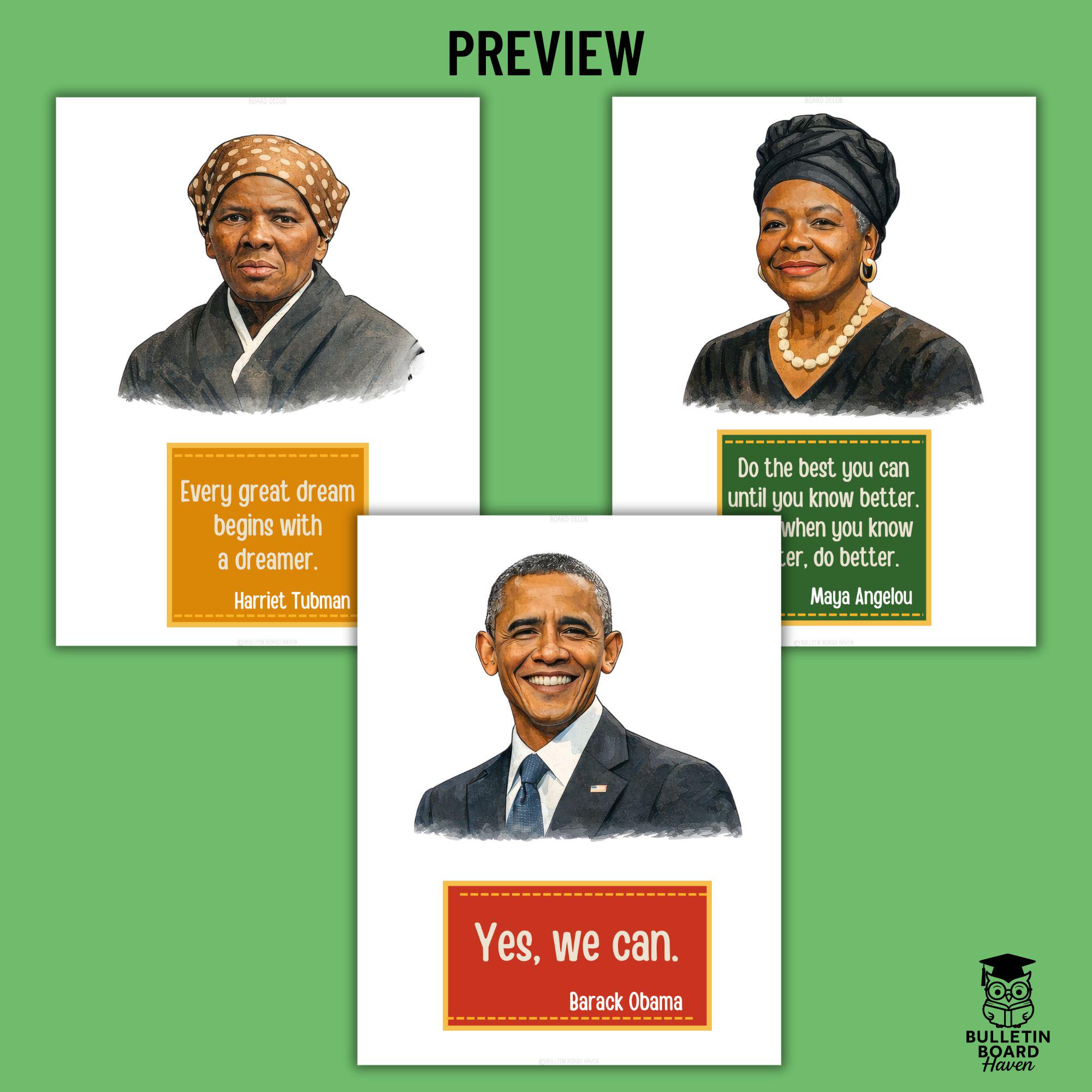 Black History Month Bulletin Board Kit Famous Leaders Quotes Classroom ...
