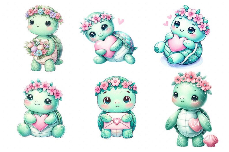 Valentine Turtle Heart Clipart, Valentine Turtle Clipart,watercolor ...