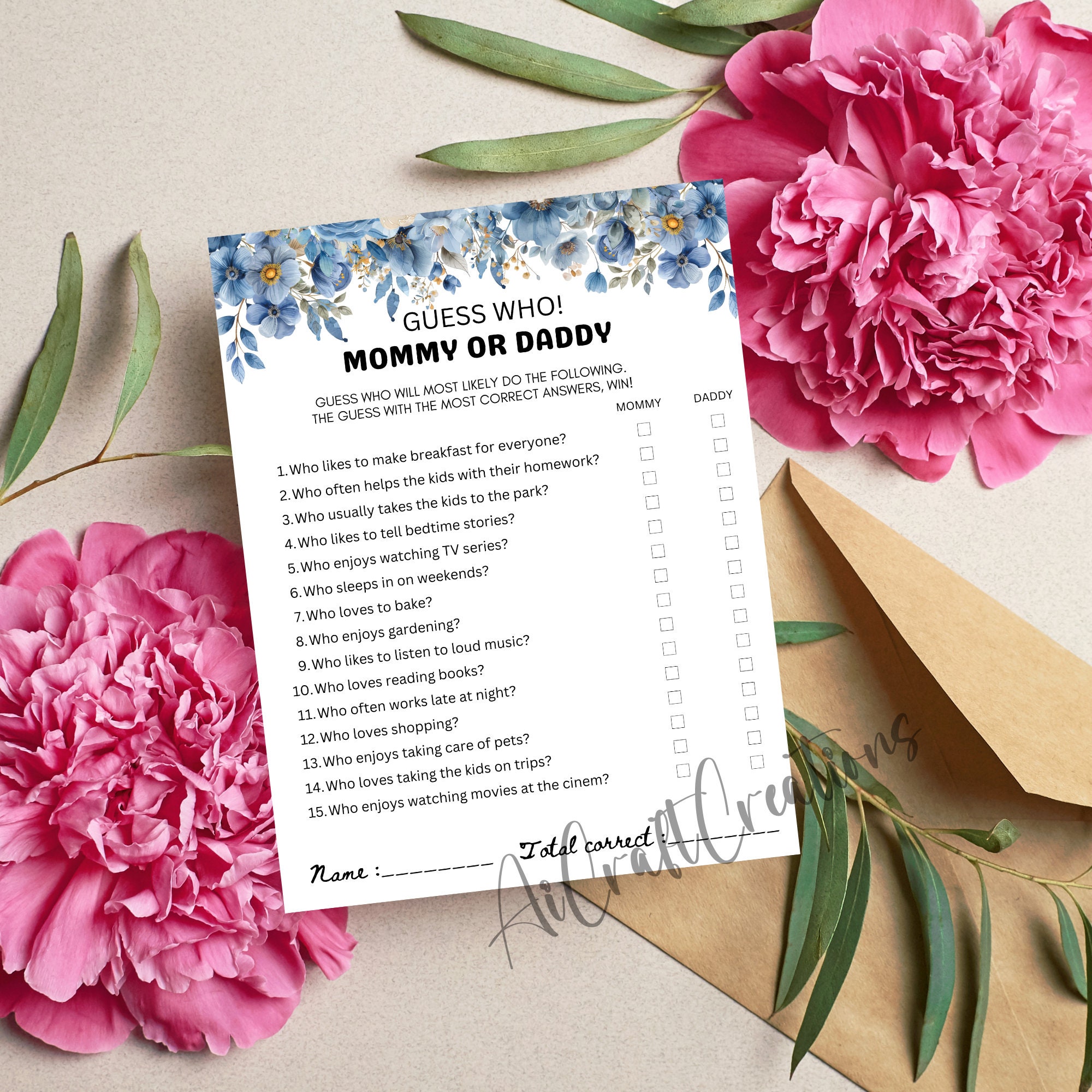 Editable guess Who Mommy or Daddy Template Fun and Interactive Baby ...