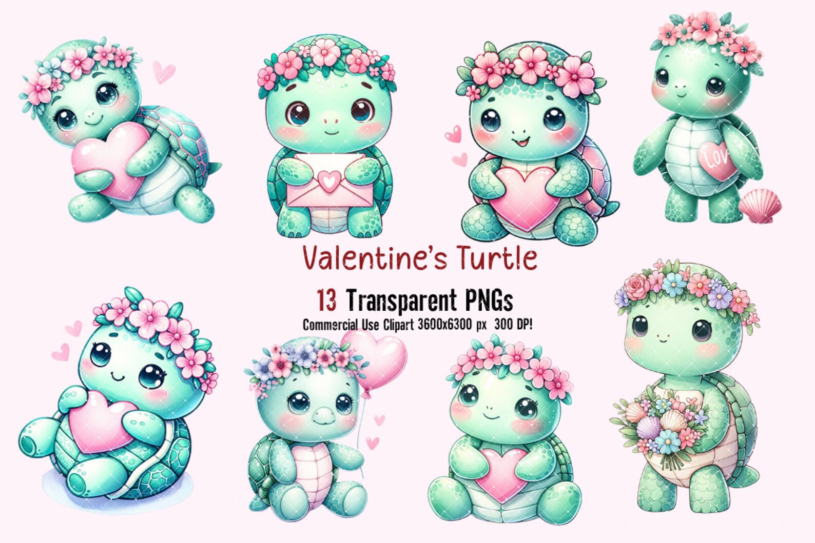 Valentine Turtle Heart Clipart, Valentine Turtle Clipart,watercolor ...