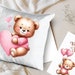 Watercolor Valentines Teddy Bear Clipart, 18 PNG Valentines Day Clipart ...