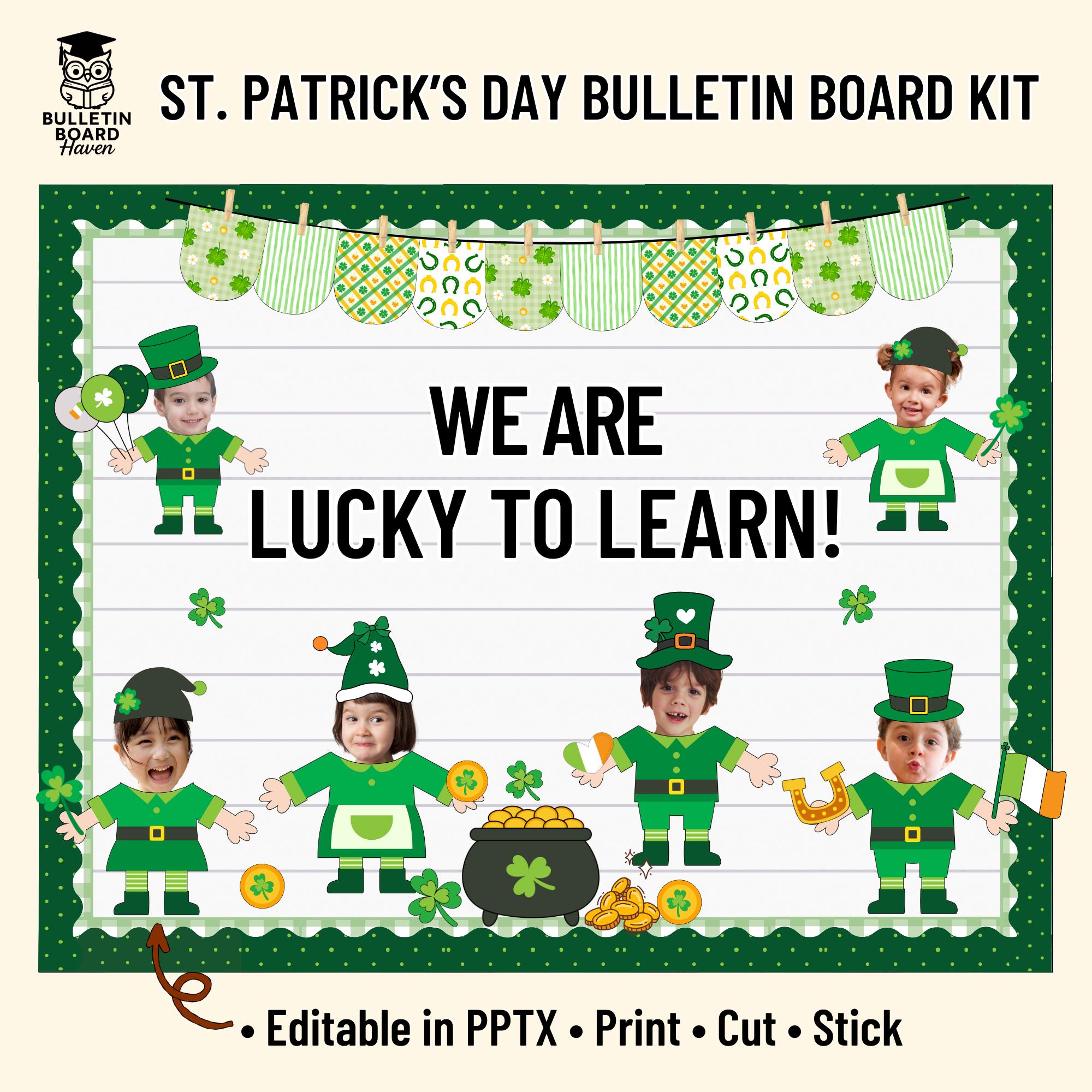 Editable St Patricks Day Bulletin Board Kit With Leprechaun Student ...