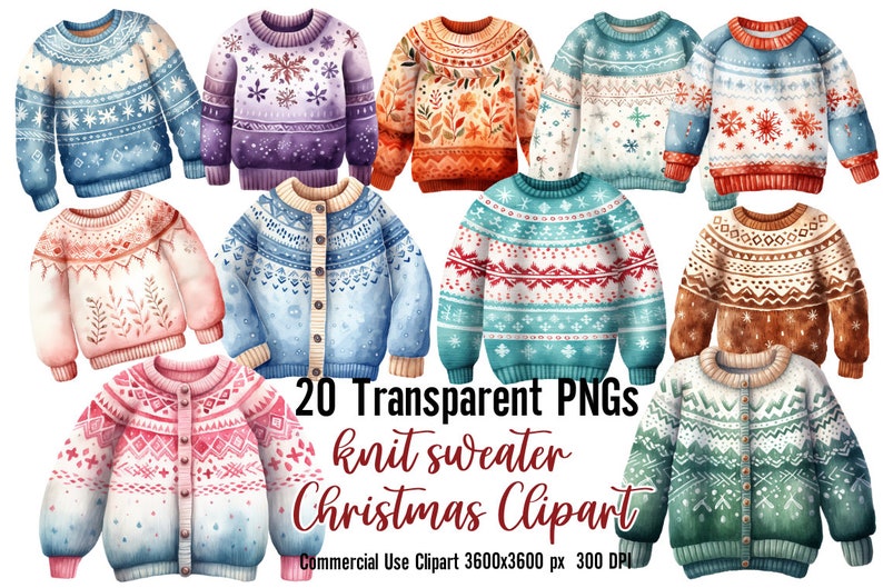Christmas Sweaters Clipart, Sweaters Clipart, Ugly Sweater Clipart ...