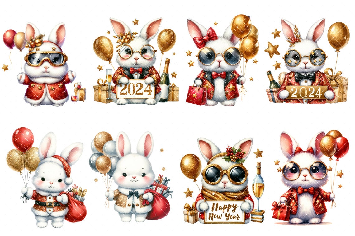 Happy New Year Bunny Clipart, Happy New Year, Rabbit Png Graphics ...