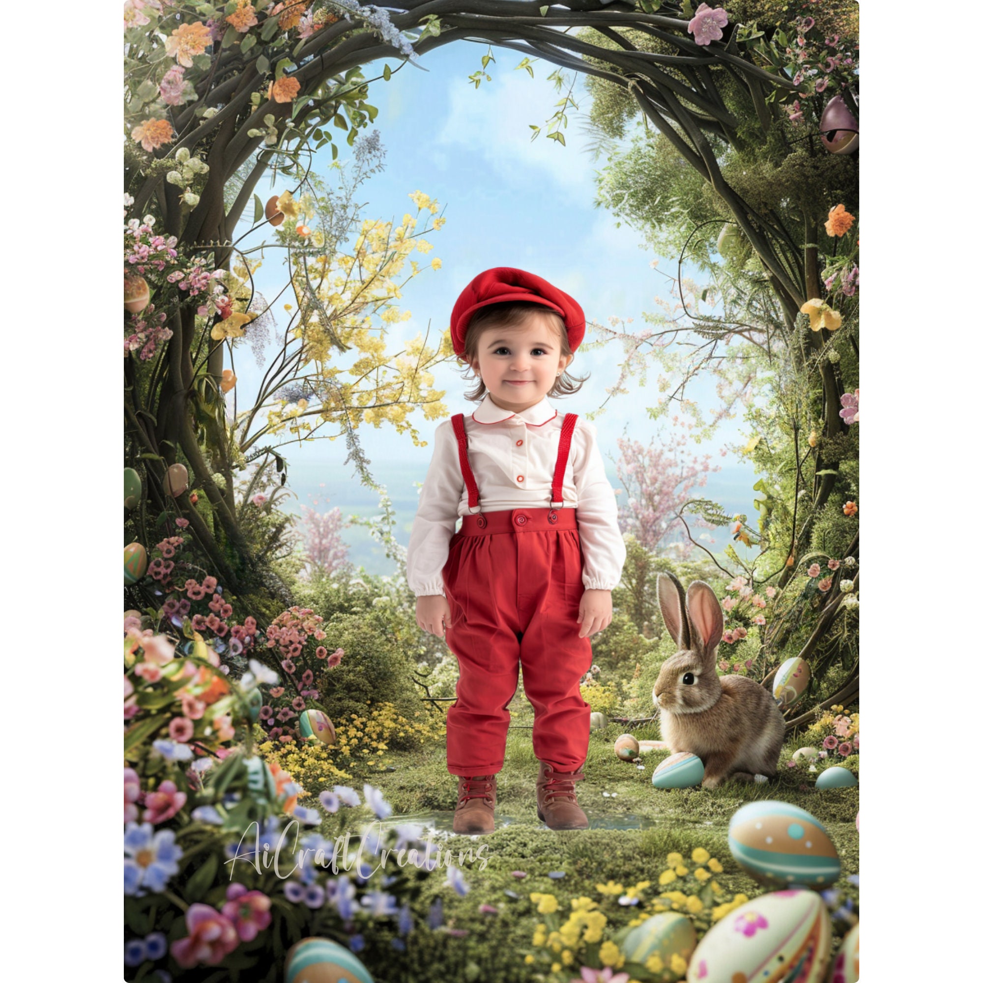 Easter Flower Arch Portrait Digital Backdrops, Easter Photo Props ...