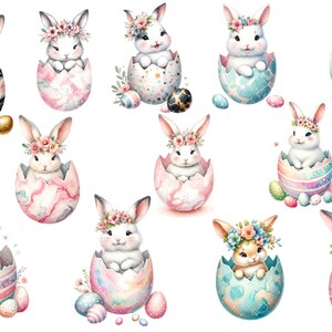24 Easter Bunny Clipart, Jpgs, Watercolor Easter Clipart, Bunny Clipart ...