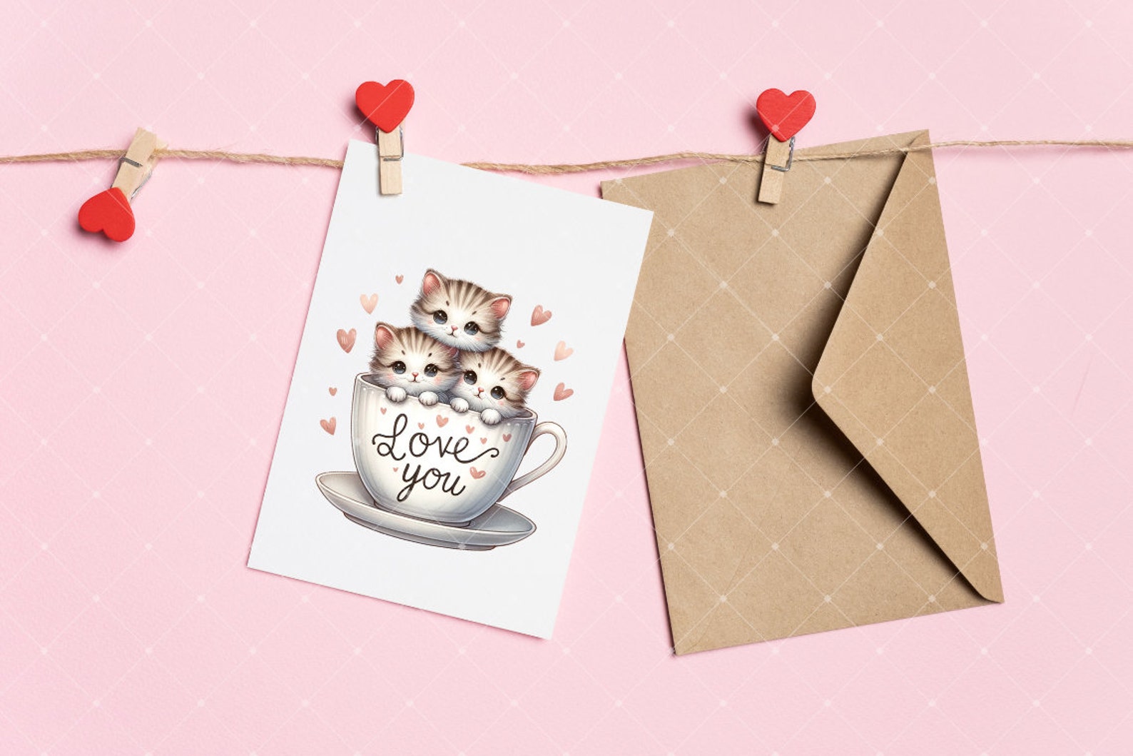 Cute Cat Valentine Clipart, Cup Coffee Png, Cat Clipart, Pet Valentine ...
