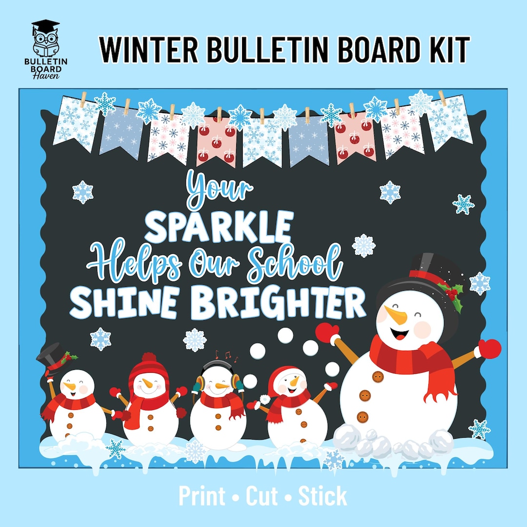 Snowman Winter Bulletin Board Kit & Sparkle Classroom Door Decor - Etsy