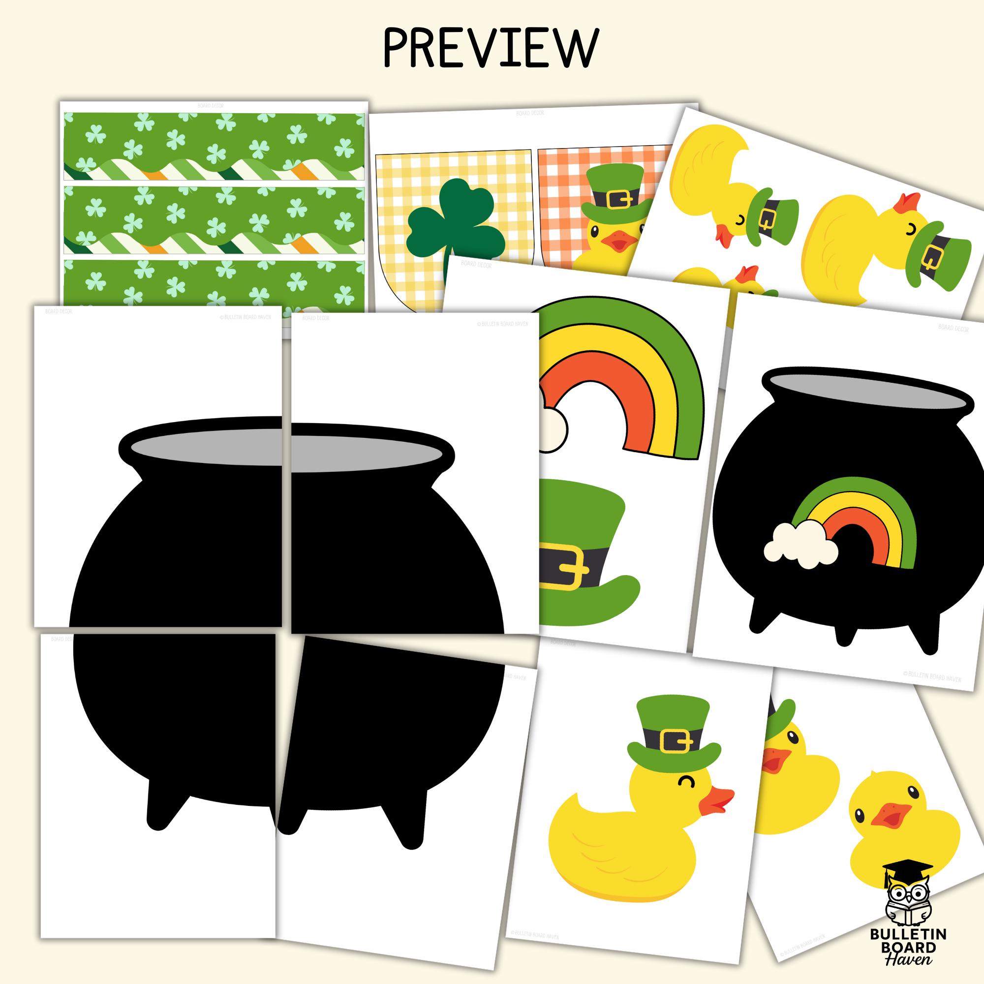 St Patricks Day Bulletin Board Kit Lucky Ducks Classroom Door Decor ...