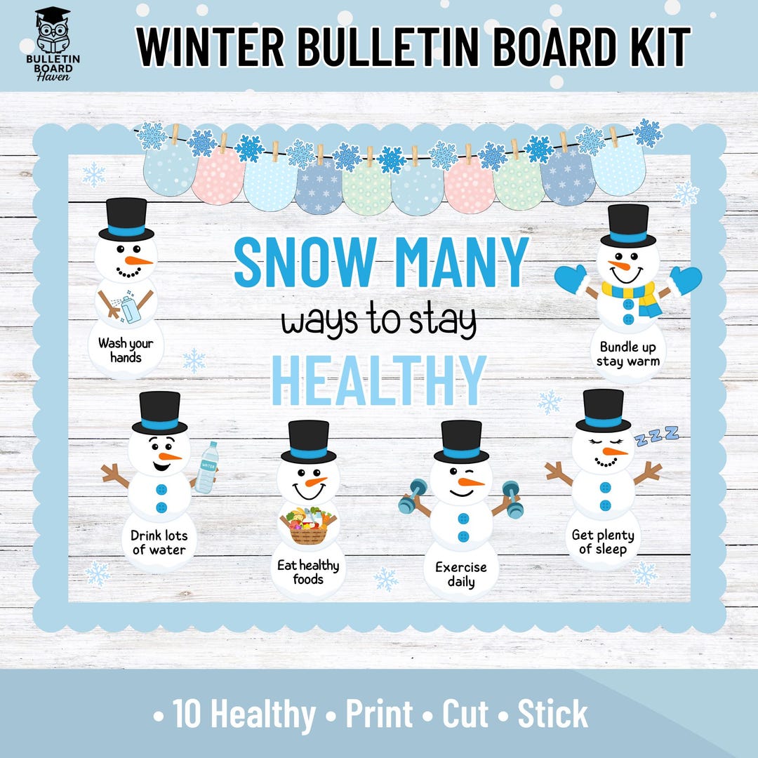 Snow Many Ways to Stay Healthy Winter Bulletin Board Kit for School ...