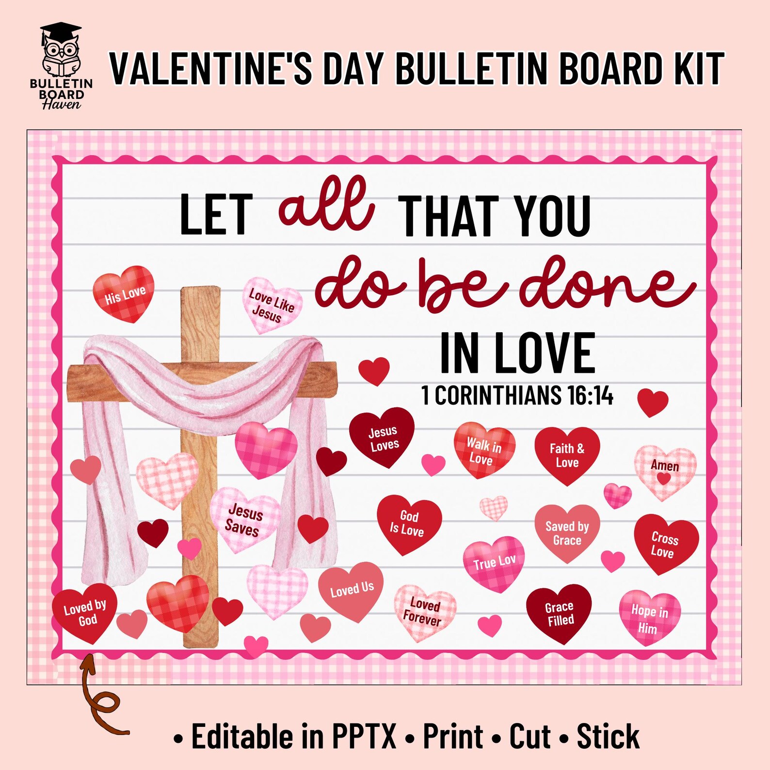 Christian Valentine Bulletin Board Kit 1 John 4:19 Sunday School ...