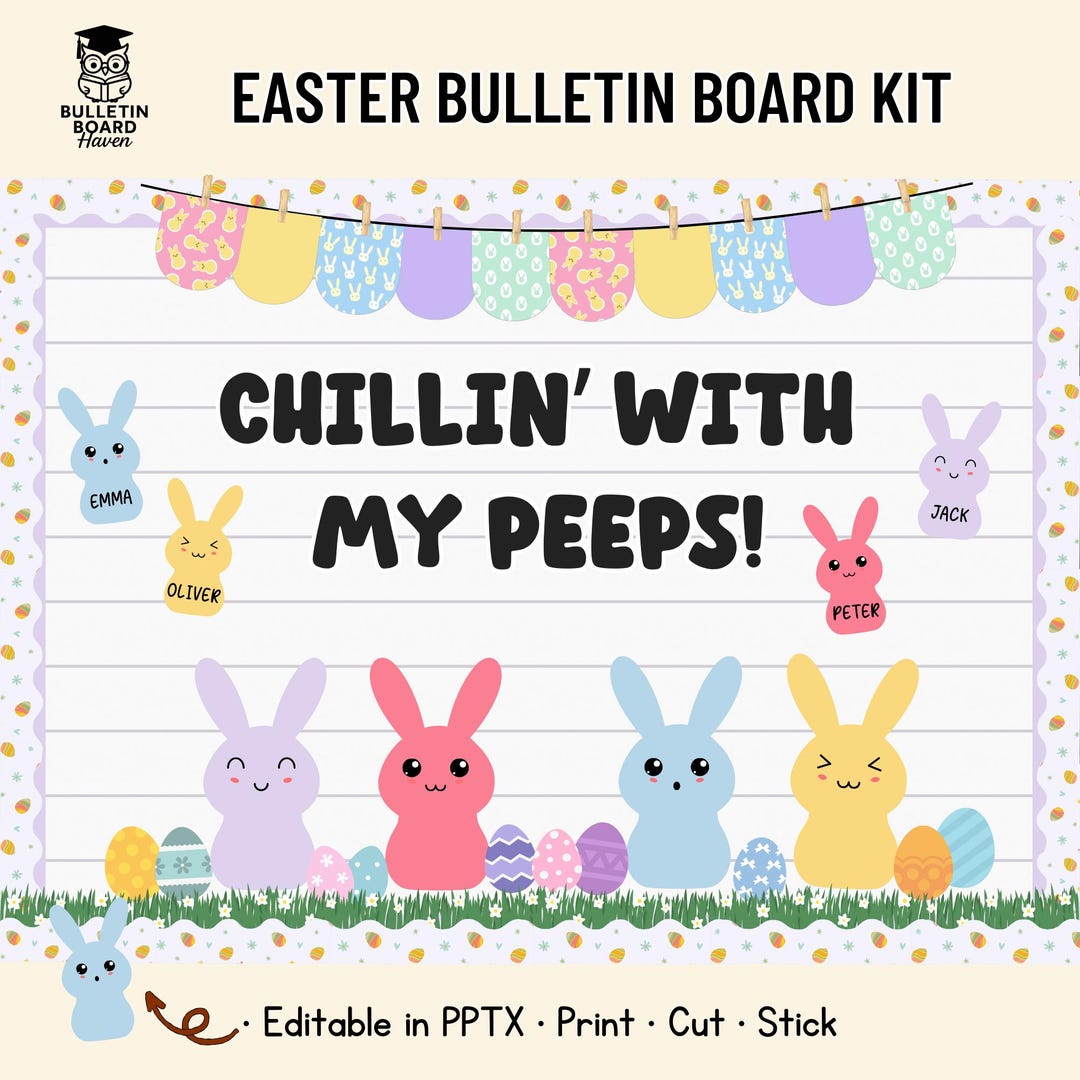 Easter Bulletin Board Kit Chillin With My Peeps Classroom Door Decor ...